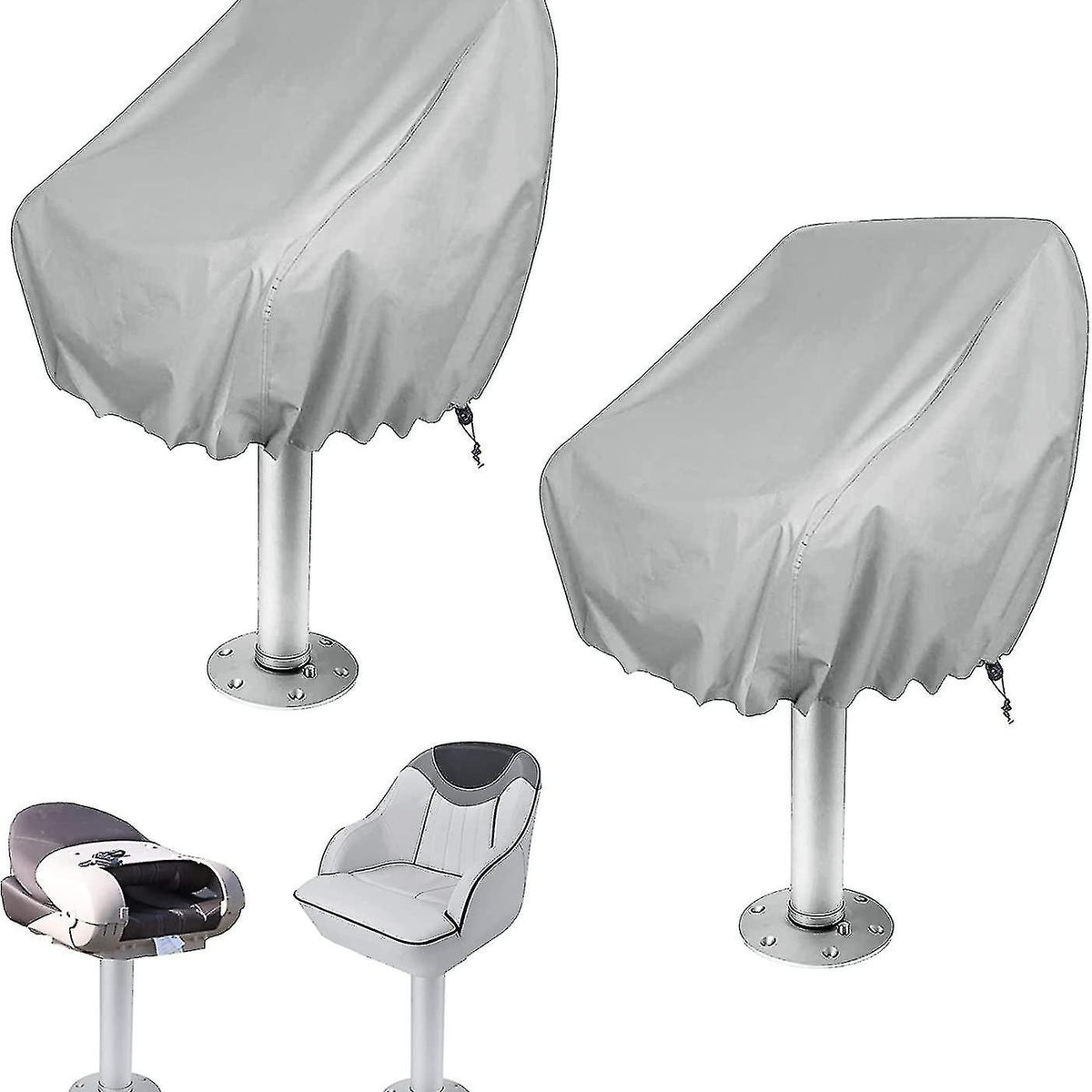 2-Pack Covers, Waterproof Outdoor Pedestal Pontoon Captain Boat Bench