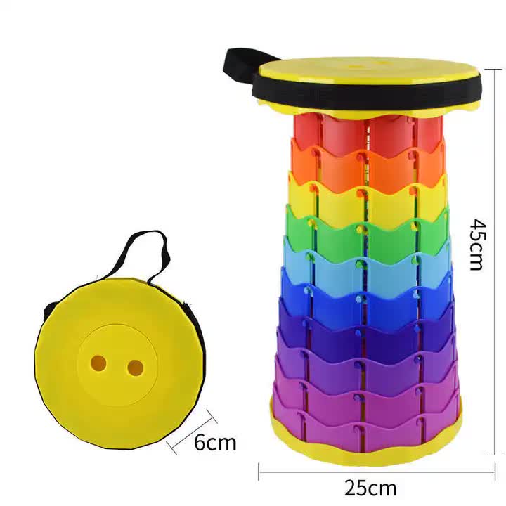 Rainbow Telescopic Stool - Collapsible, Portable, Foldable, and Adjust