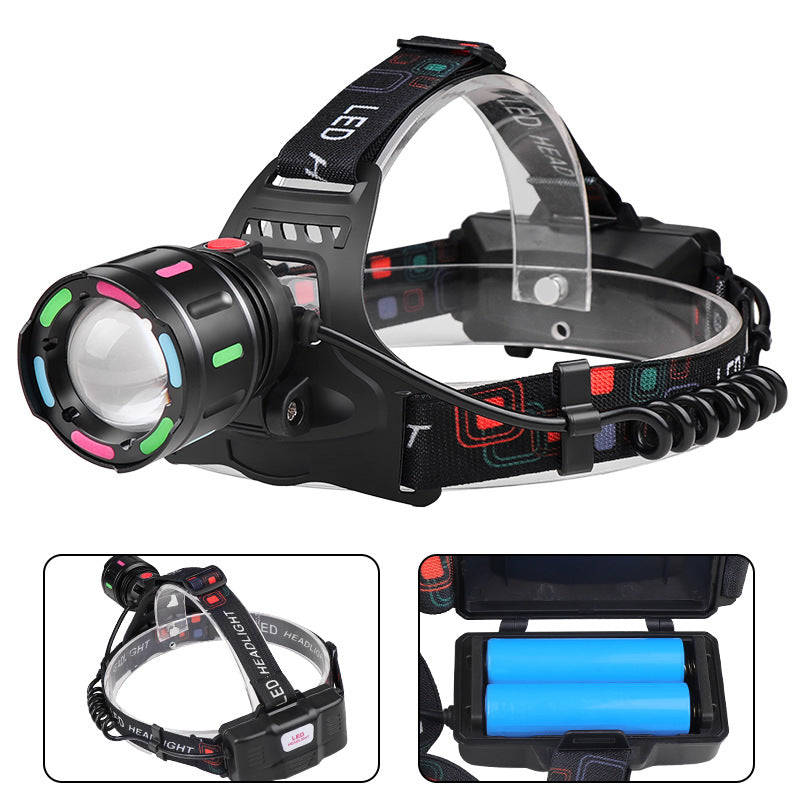 Fourth Gear With 2*18650 Batteries Rechargeable White Laser Headlamp