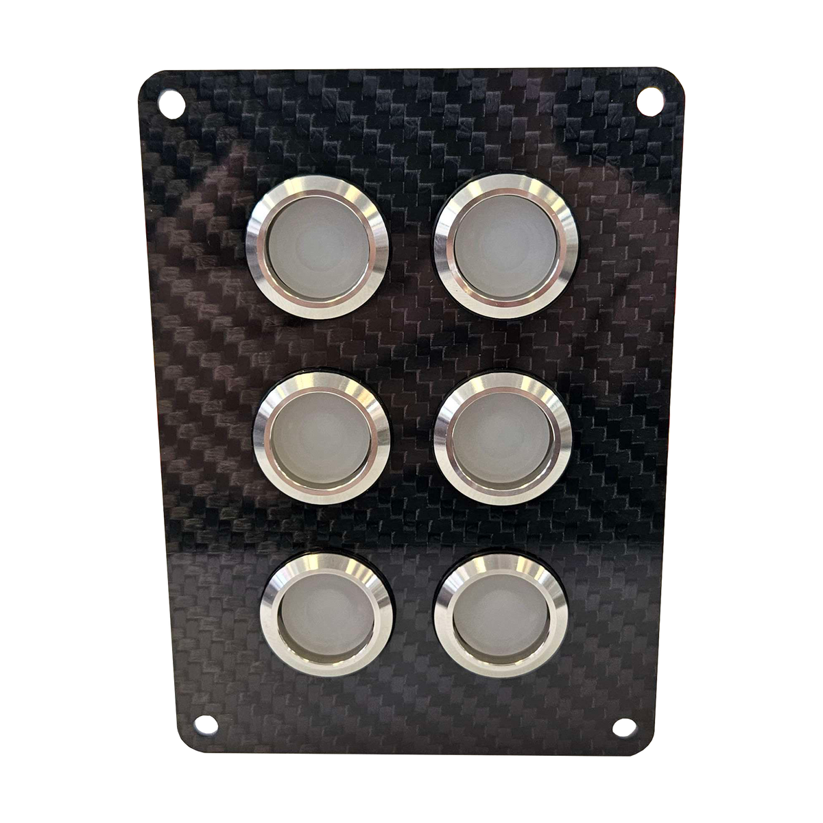 6 gang S.B.S. carbon fibre switch panel with 20A backlit switches